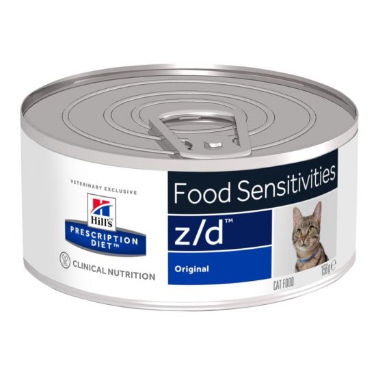 Hill's prescription diet feline z/d food sensitivities blik 156 gram ...