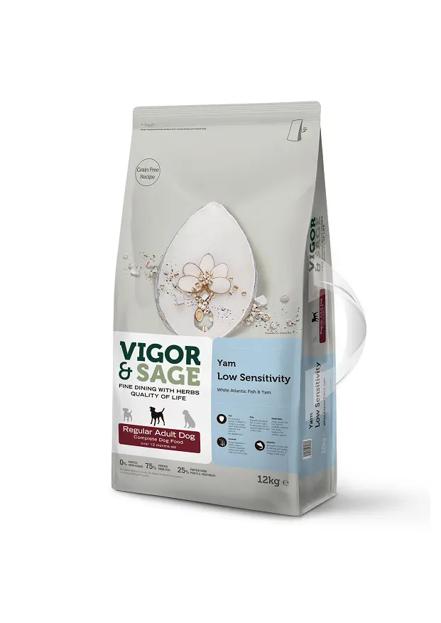 Vigor&Sage dog adult low sensitivity yam&white fish 12 kg hondenvoer ...