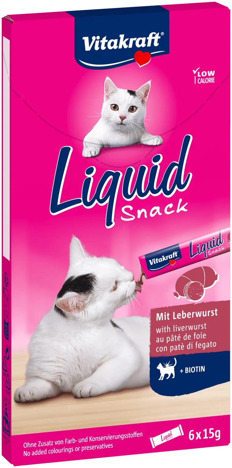 Vitakraft cat-liquid snack leverworst 6x15 gram - Van Noord's Dierenvoeders