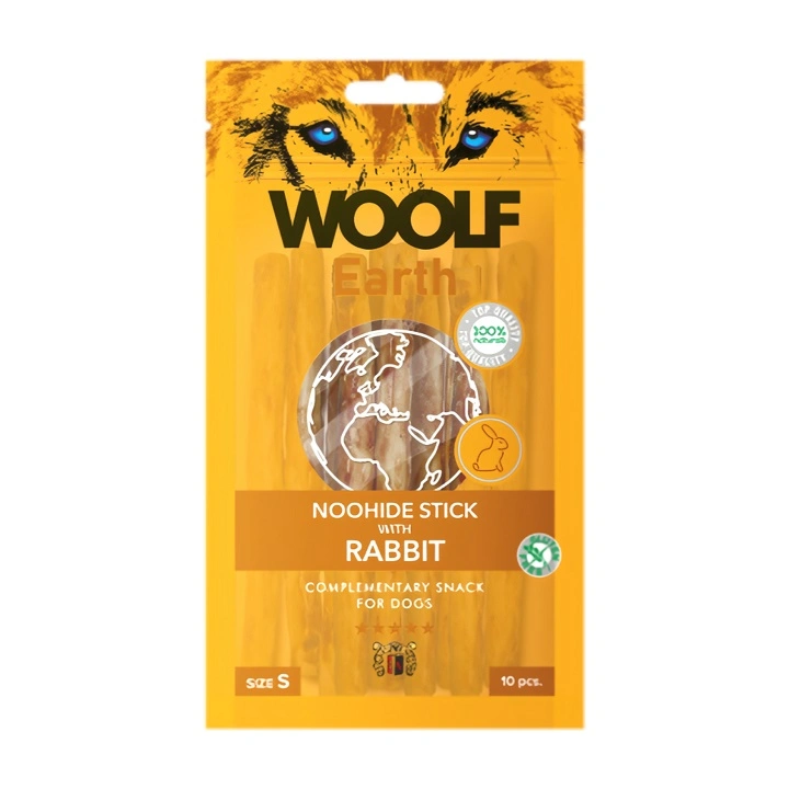 Woolf Earth Noohide S stick with rabbit 90 gram - Van Noord's Dierenvoeders