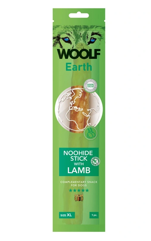 Woolf Earth Noohide XL stick with lamb 85 gram - Van Noord's Dierenvoeders