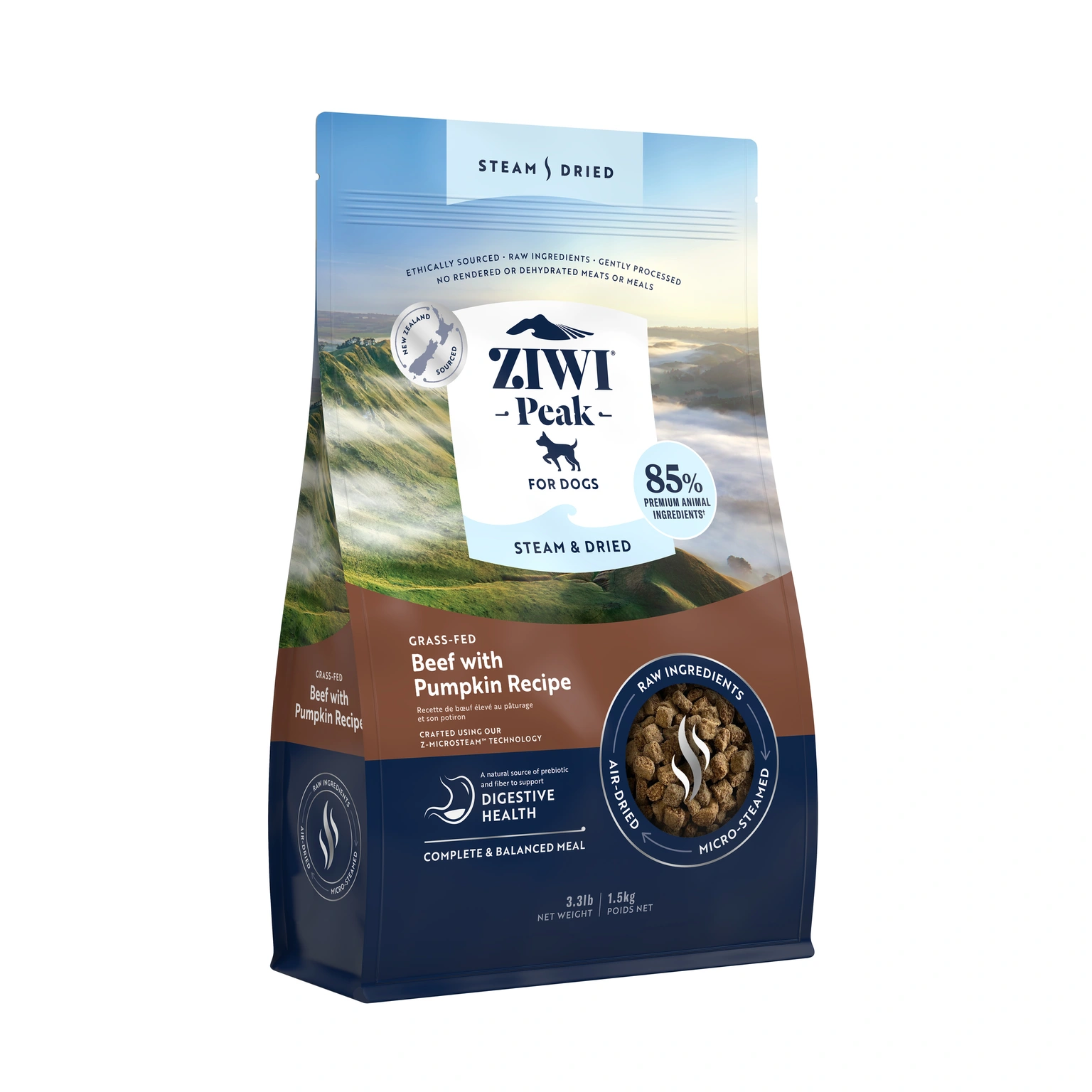 Ziwi Peak dog steam&dried beef 1,5kg - Van Noord's Dierenvoeders